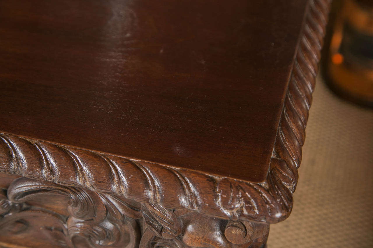 Antique Mahogany Turned Leg and Intricate Carved Partners Desk at ...