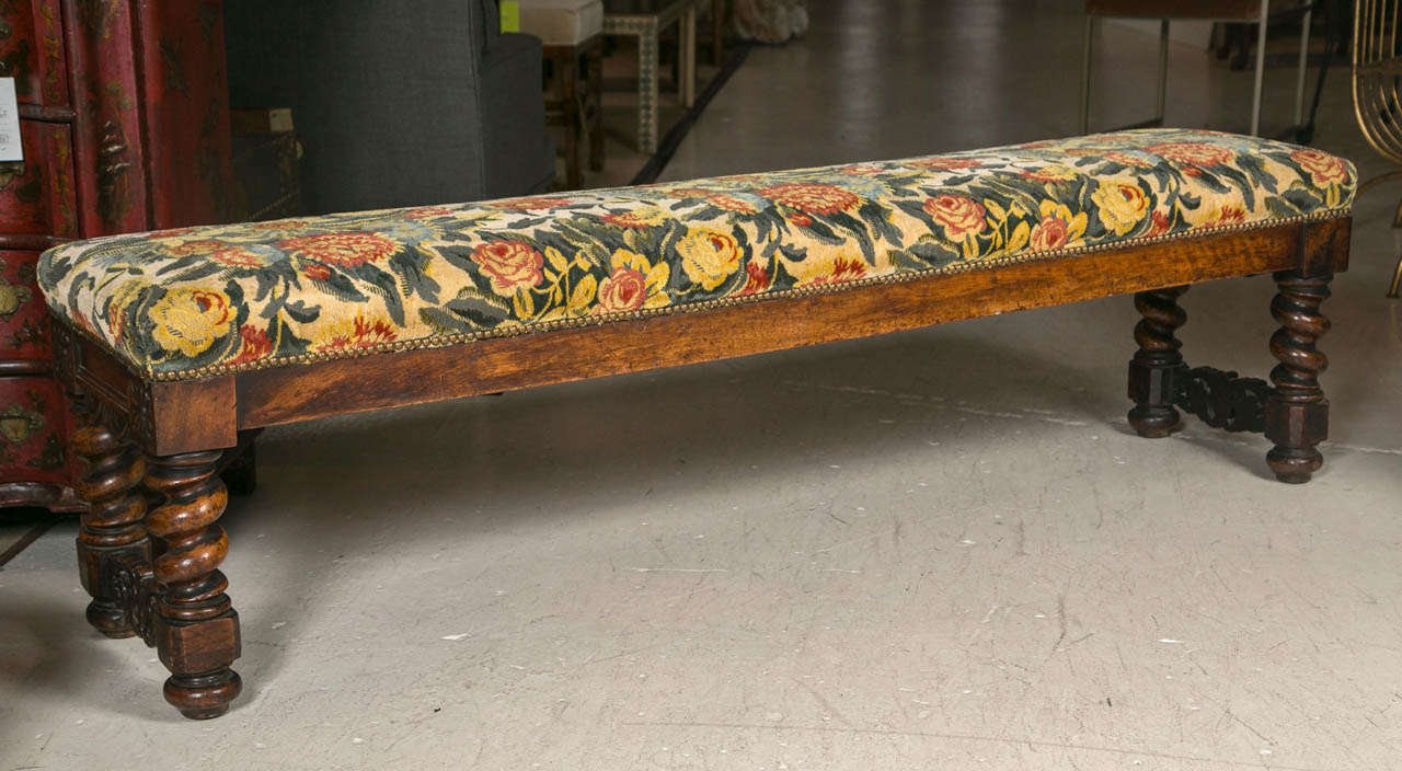 19th c French Barley Twist Leg Bench at 1stDibs