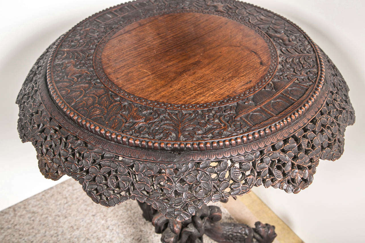 19th C Carved Raj Indian Table at 1stDibs