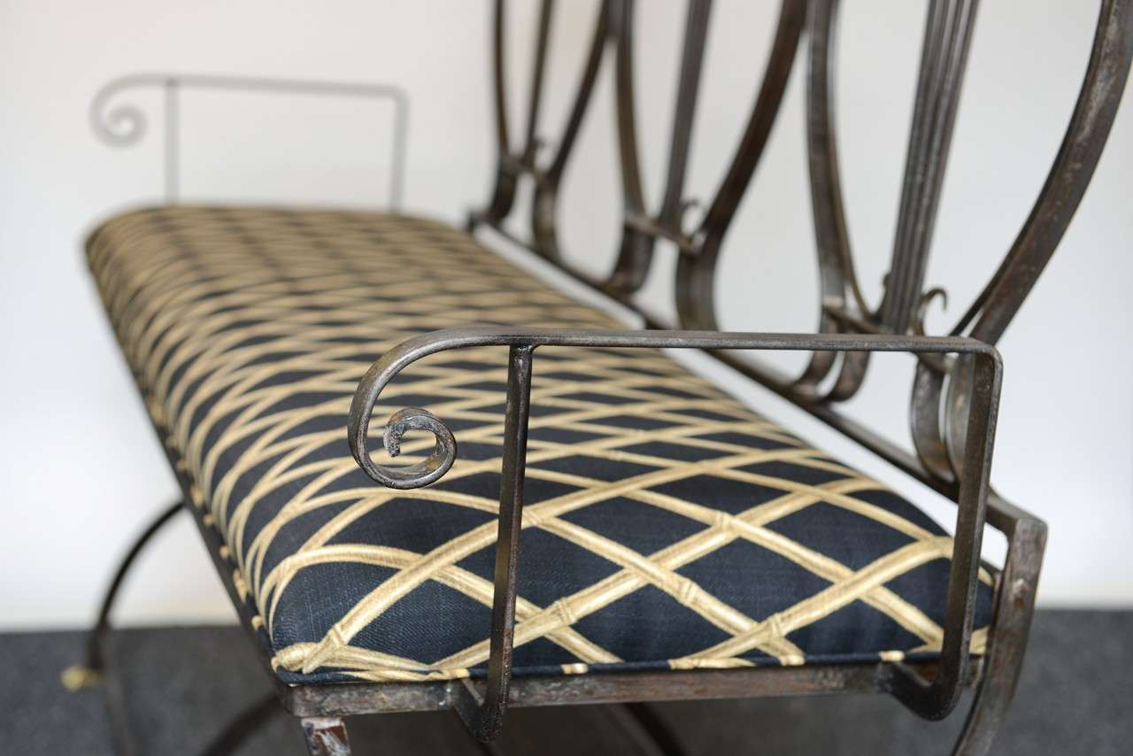Regency Style Lyre Back Steel Bench at 1stDibs