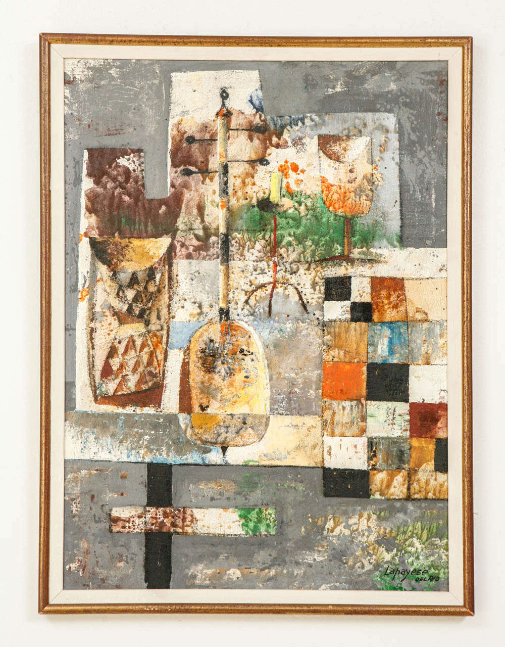 Spanish Abstract Painting "Bodegon Musical" signed Del Rio, Madrid at ...