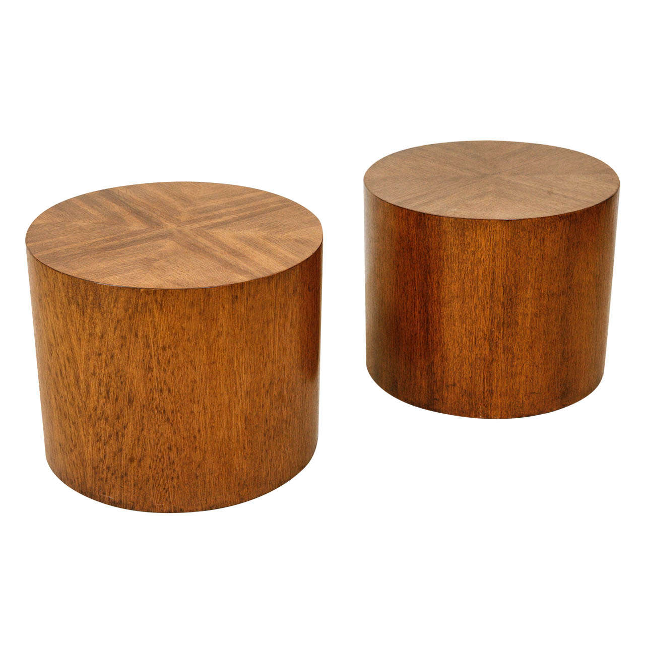 Pair of Oak Cylinder Tables by Milo Baughman for Henredon at 1stDibs