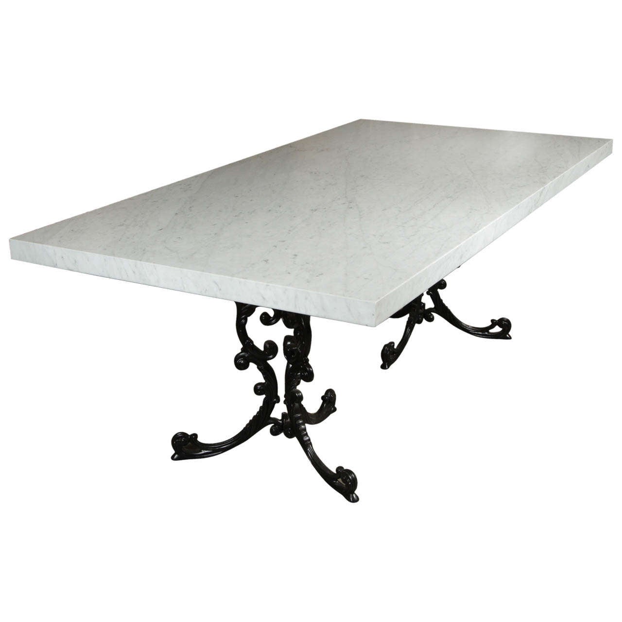 Marble Dining Table on Mid Century Base at 1stDibs