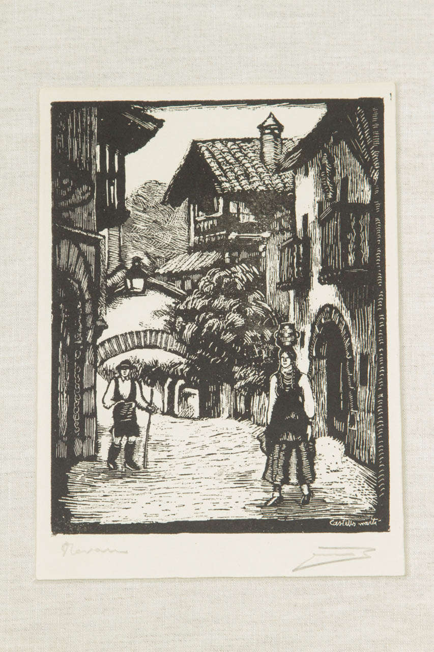 Vintage Woodblock Etchings by Juan Castells Marti at 1stDibs | castells ...