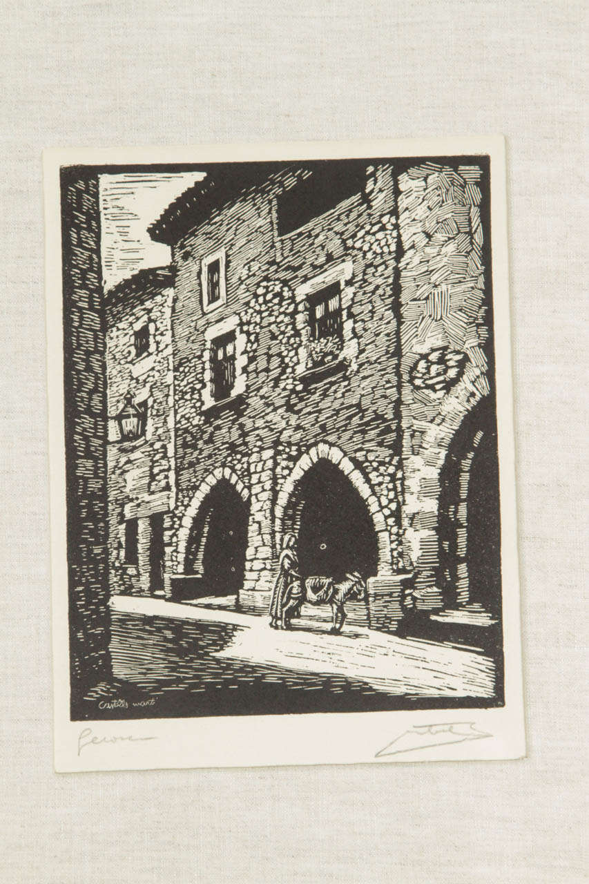 Vintage Woodblock Etchings by Juan Castells Marti at 1stDibs | castells ...