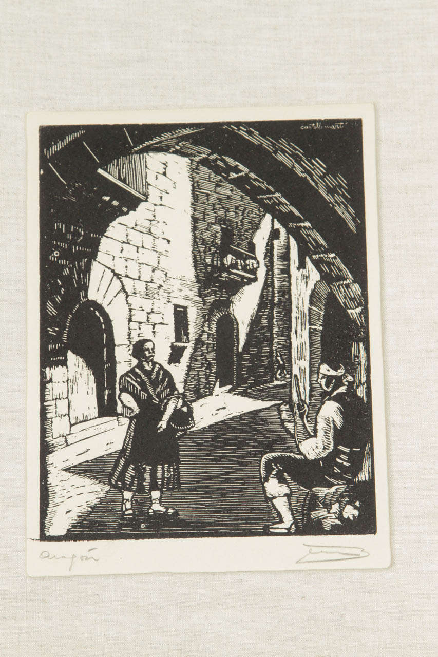 Vintage Woodblock Etchings by Juan Castells Marti at 1stDibs | castells ...