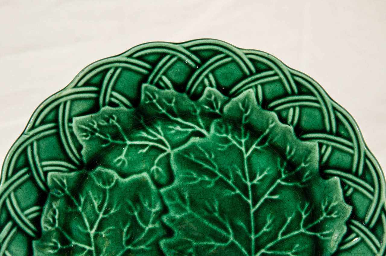 Set of Ten Antique Green Majolica Dessert Dishes at 1stDibs | antique ...