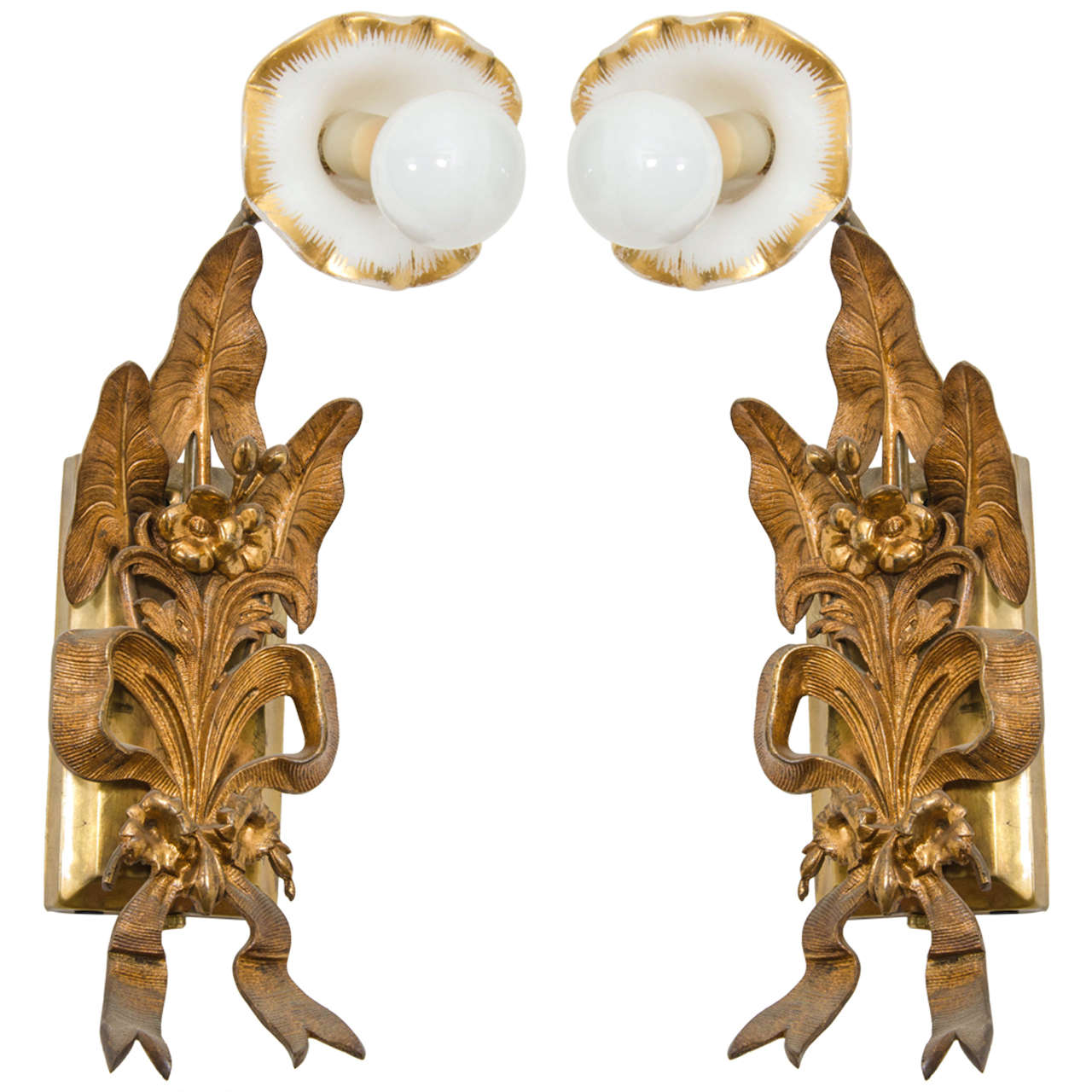 Pair of 1920's Art Nouveau Wall Sconces at 1stDibs