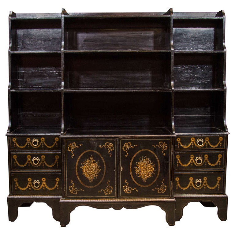 Regency Breakfront Waterfall Bookcase at 1stDibs