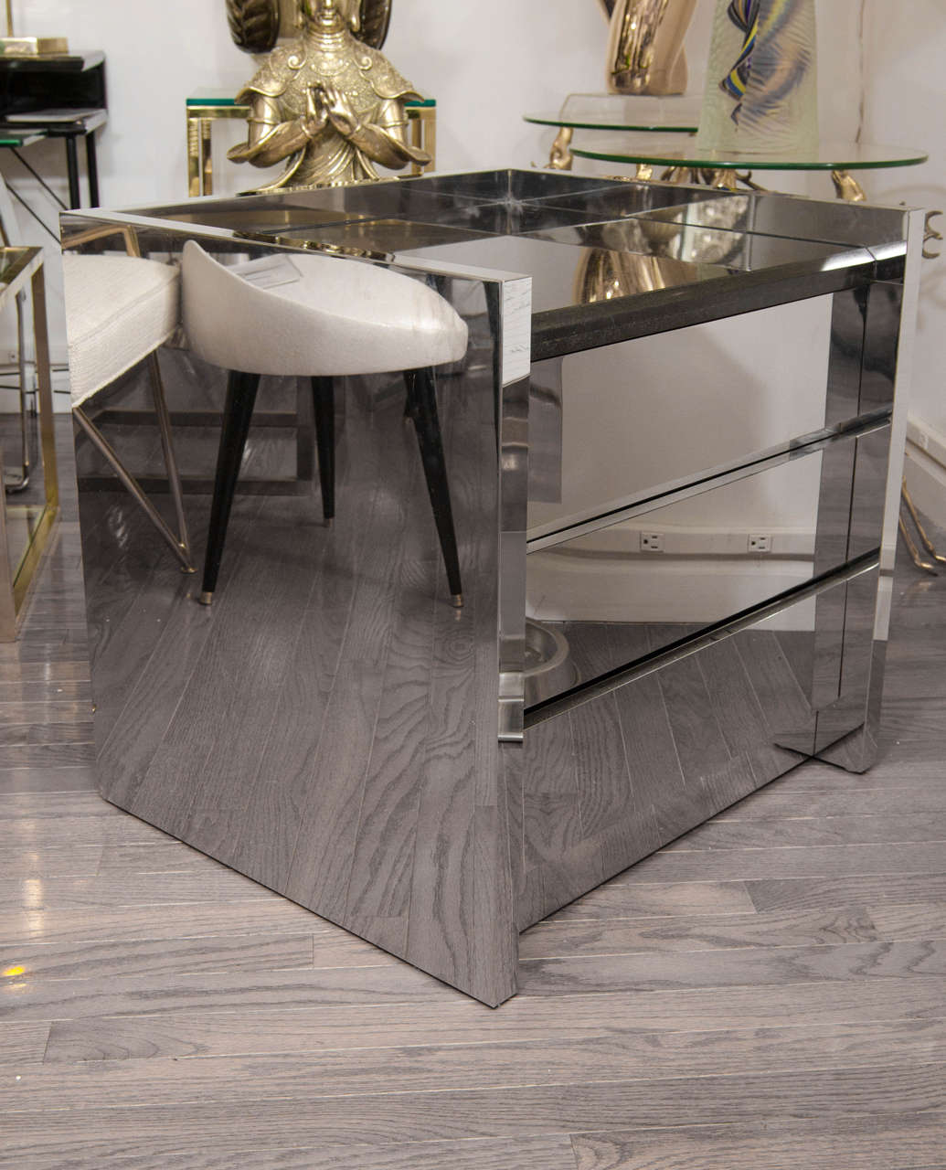 Polished Stainless Steel Chest of Drawers For Sale at 1stDibs