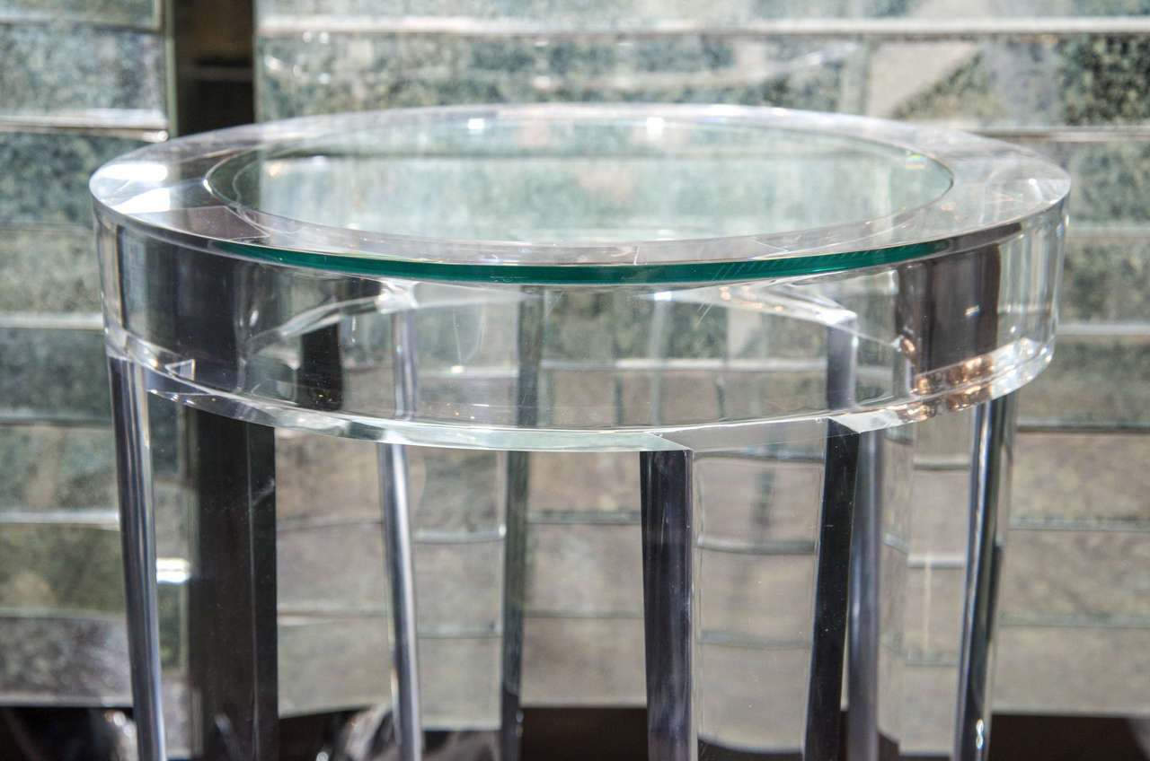 Round Acrylic Side Table with Inset Glass at 1stDibs | acrylic side ...