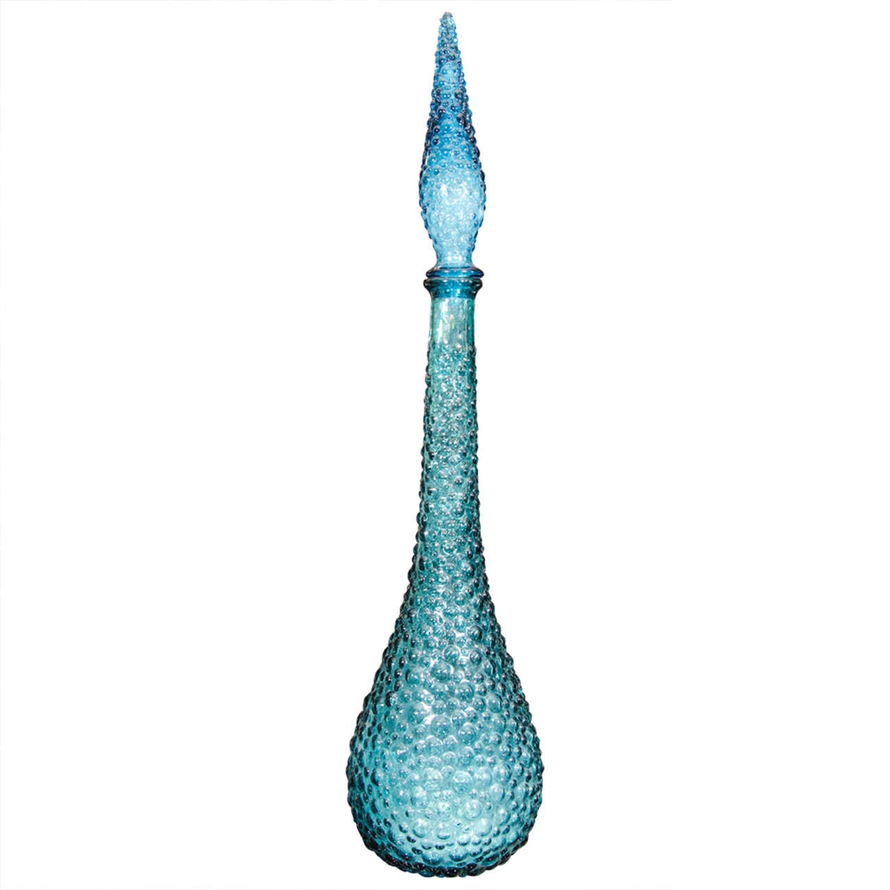1970s Italian Turquoise Glass Decanter at 1stDibs