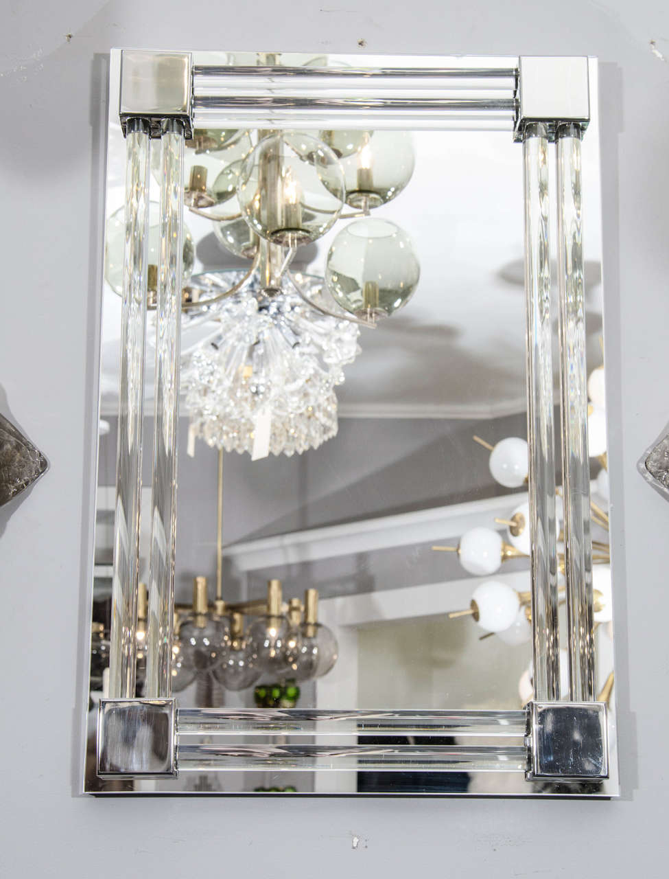 Custom Glass Rod Mirror For Sale at 1stDibs | polished nickel mirrors