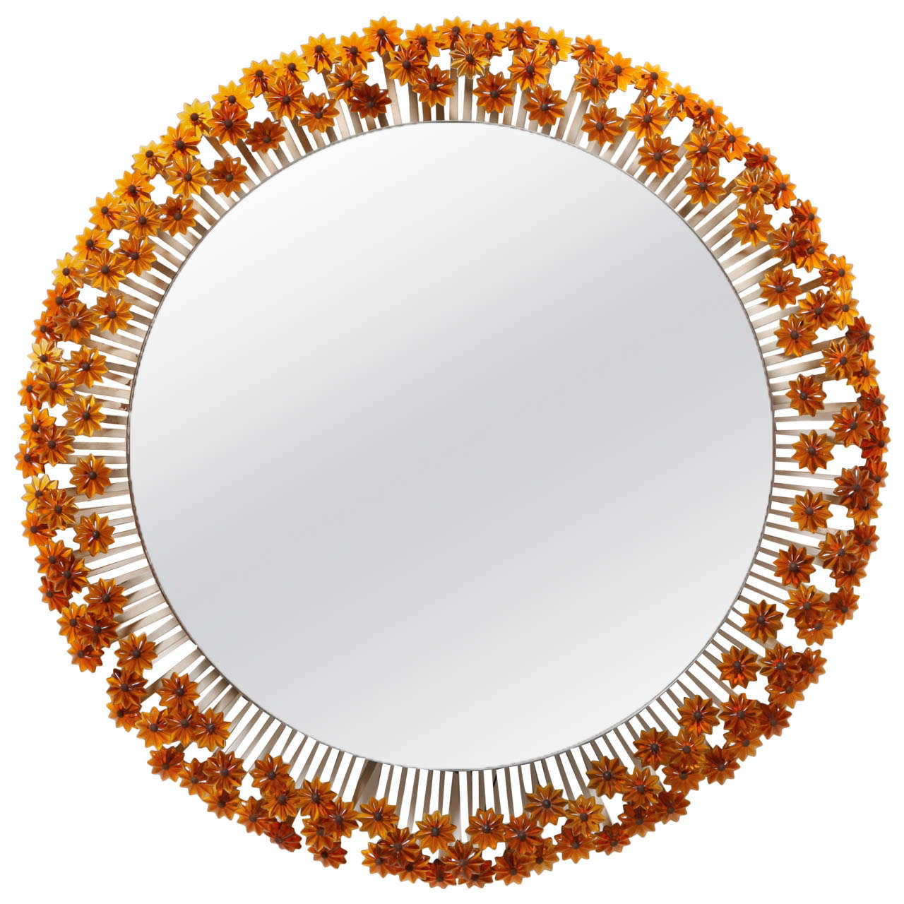 Illuminated Amber-Flower Mirror. at 1stDibs