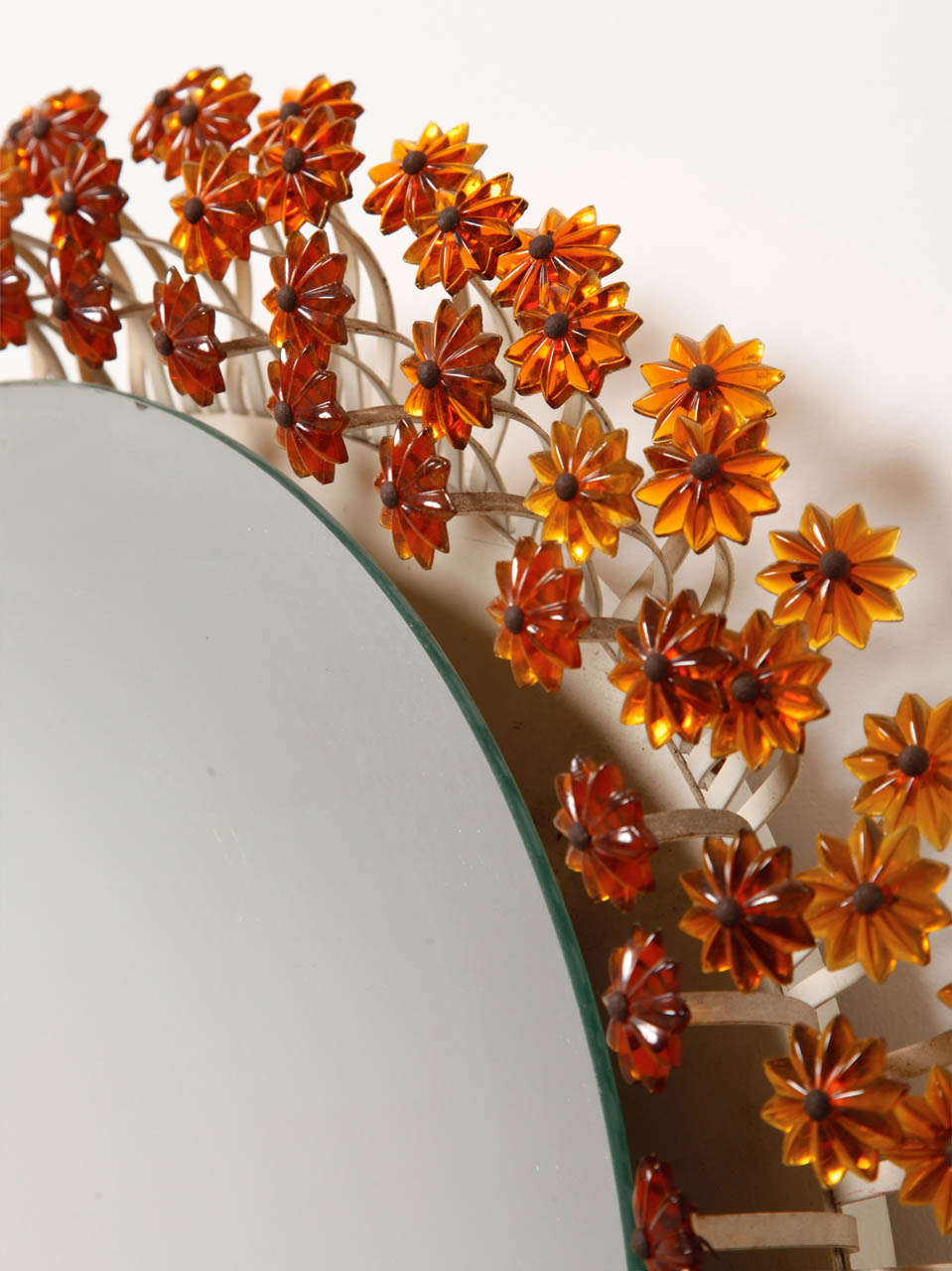 Illuminated Amber-Flower Mirror. at 1stDibs