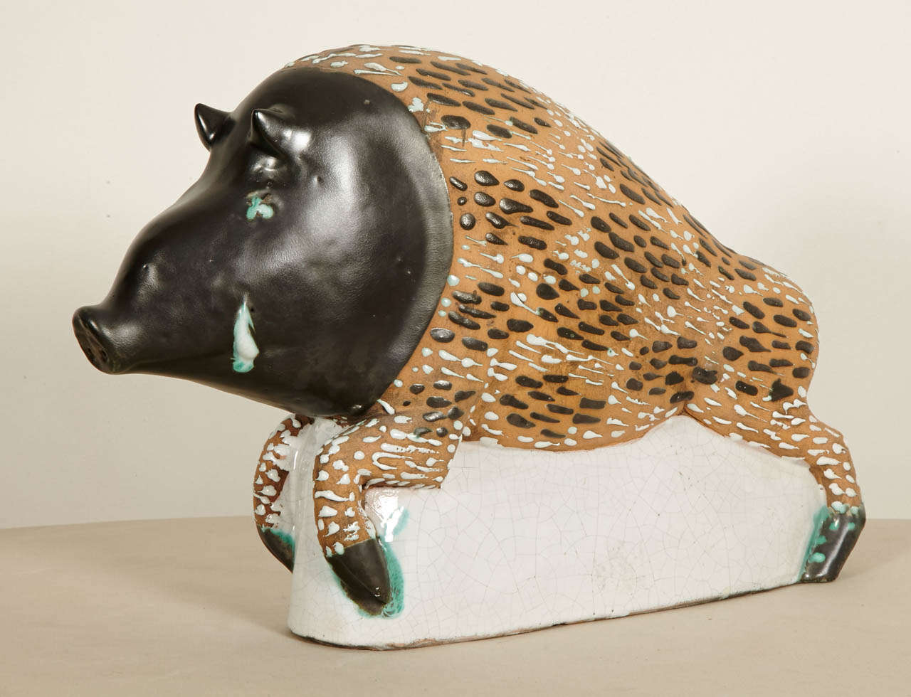 Enameled Ceramic Wild Boar by Primavera, 1930s at 1stDibs