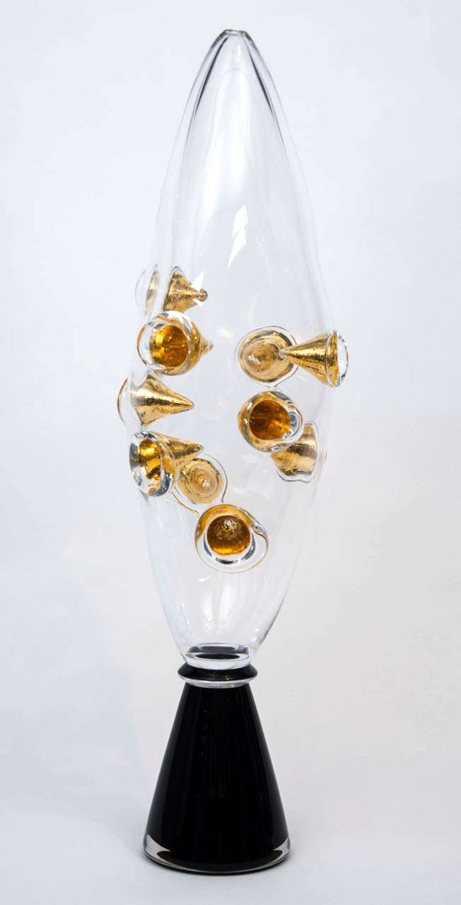 Constellation, a clear and black glass sculpture with gold leaf by ...