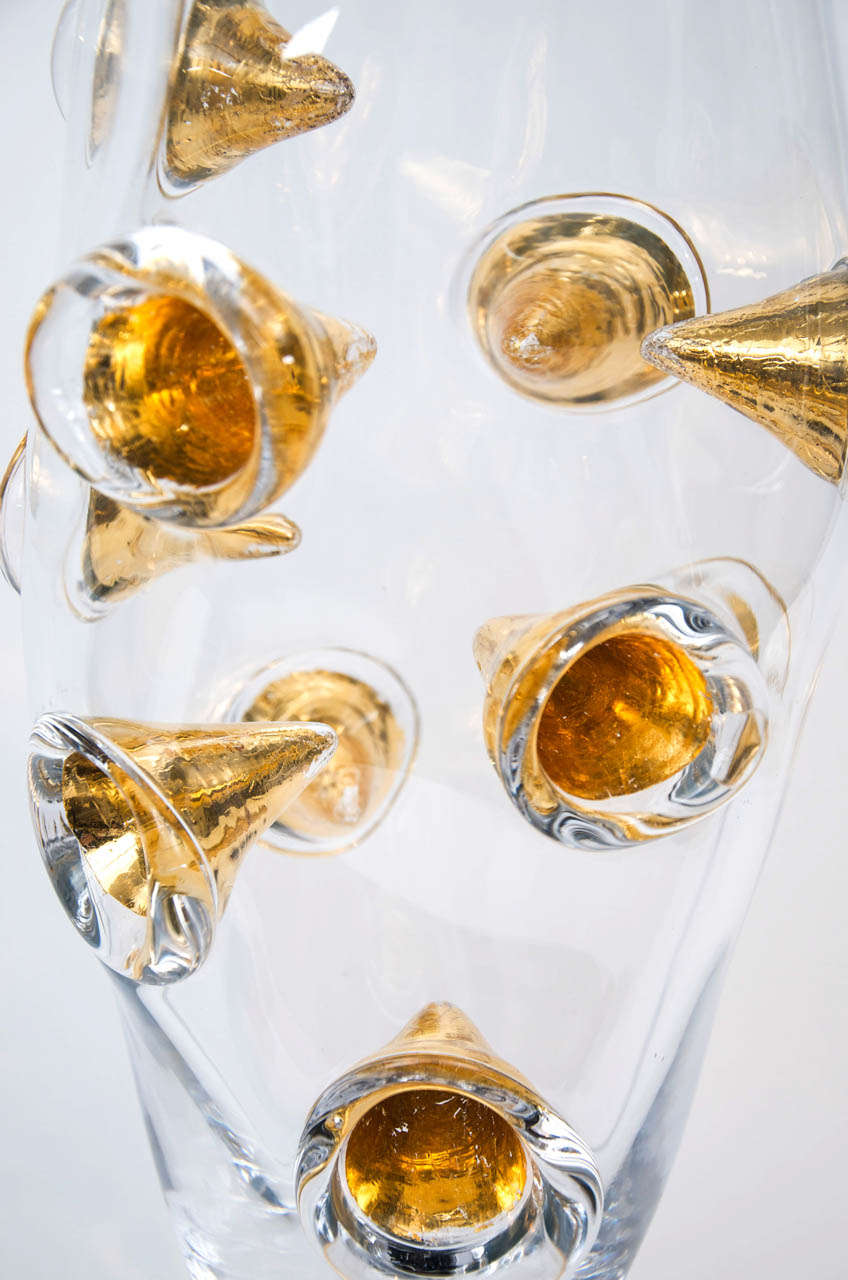 Constellation, a clear and black glass sculpture with gold leaf by ...