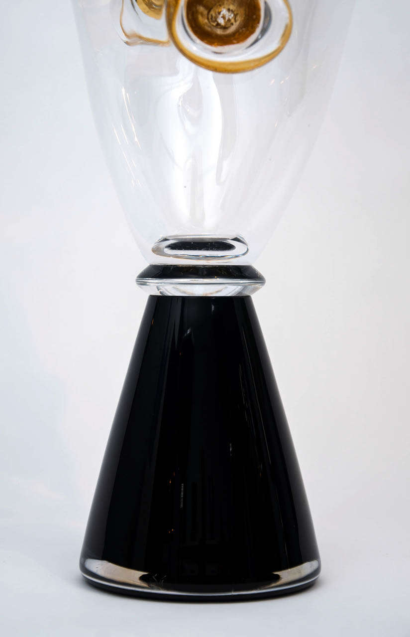 Constellation, a clear and black glass sculpture with gold leaf by ...