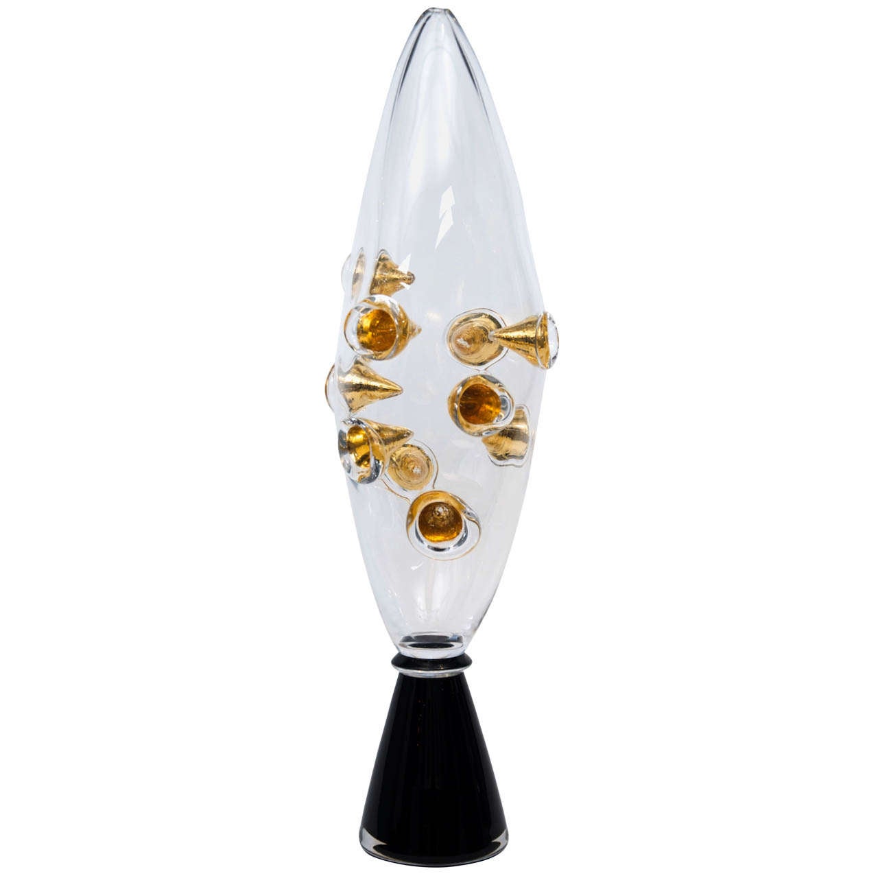 Constellation, a clear and black glass sculpture with gold leaf by ...