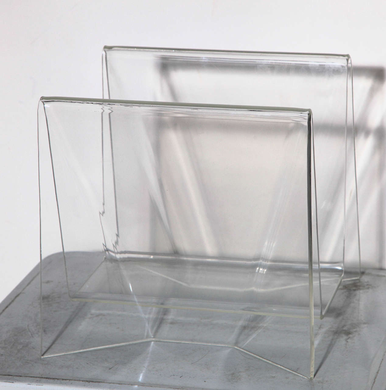 Neal Small Clear Lucite "Origami" Storage Rack, Magazine Stand, 1970's ...