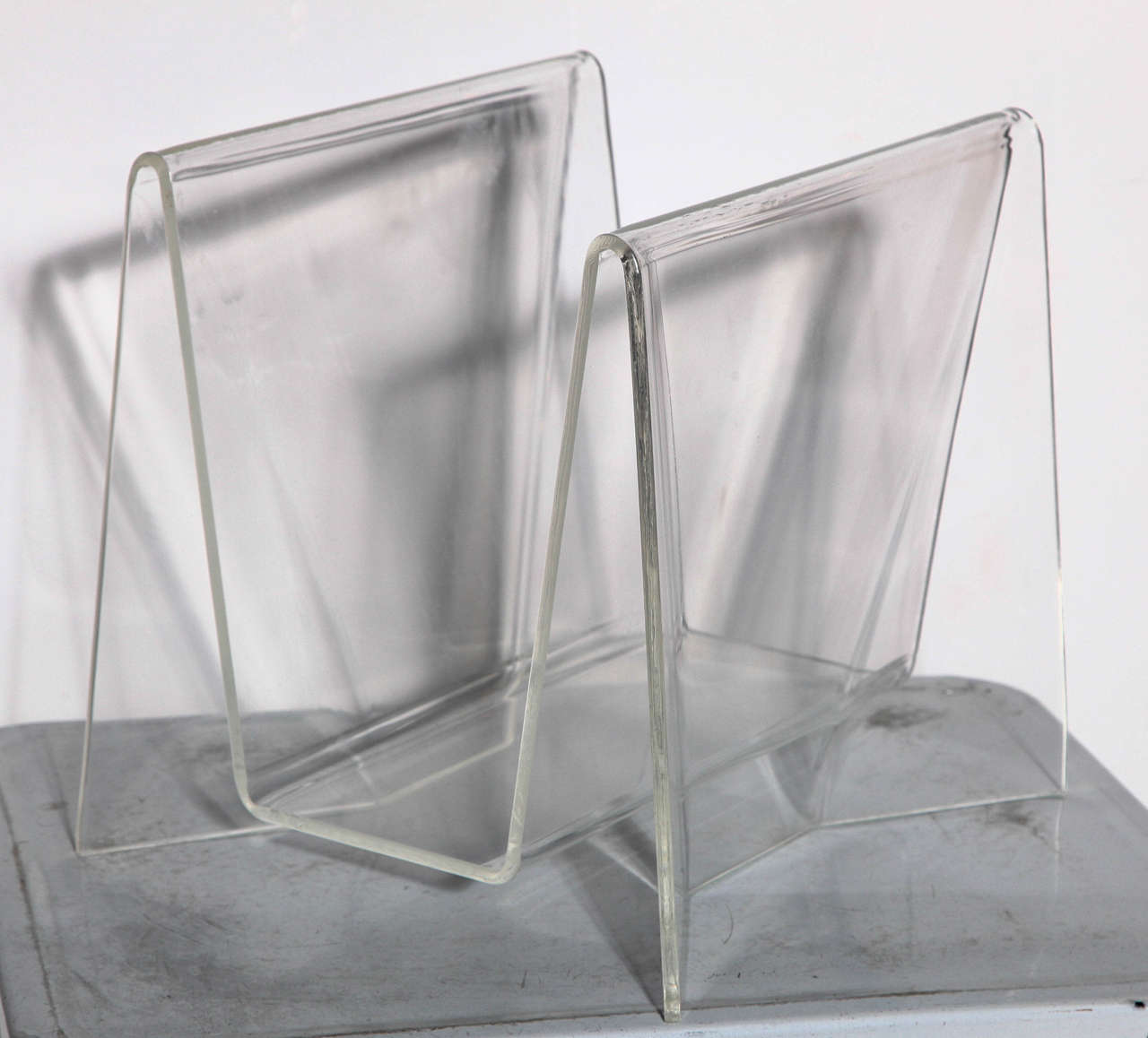 Neal Small Clear Lucite "Origami" Storage Rack, Magazine Stand, 1970's ...