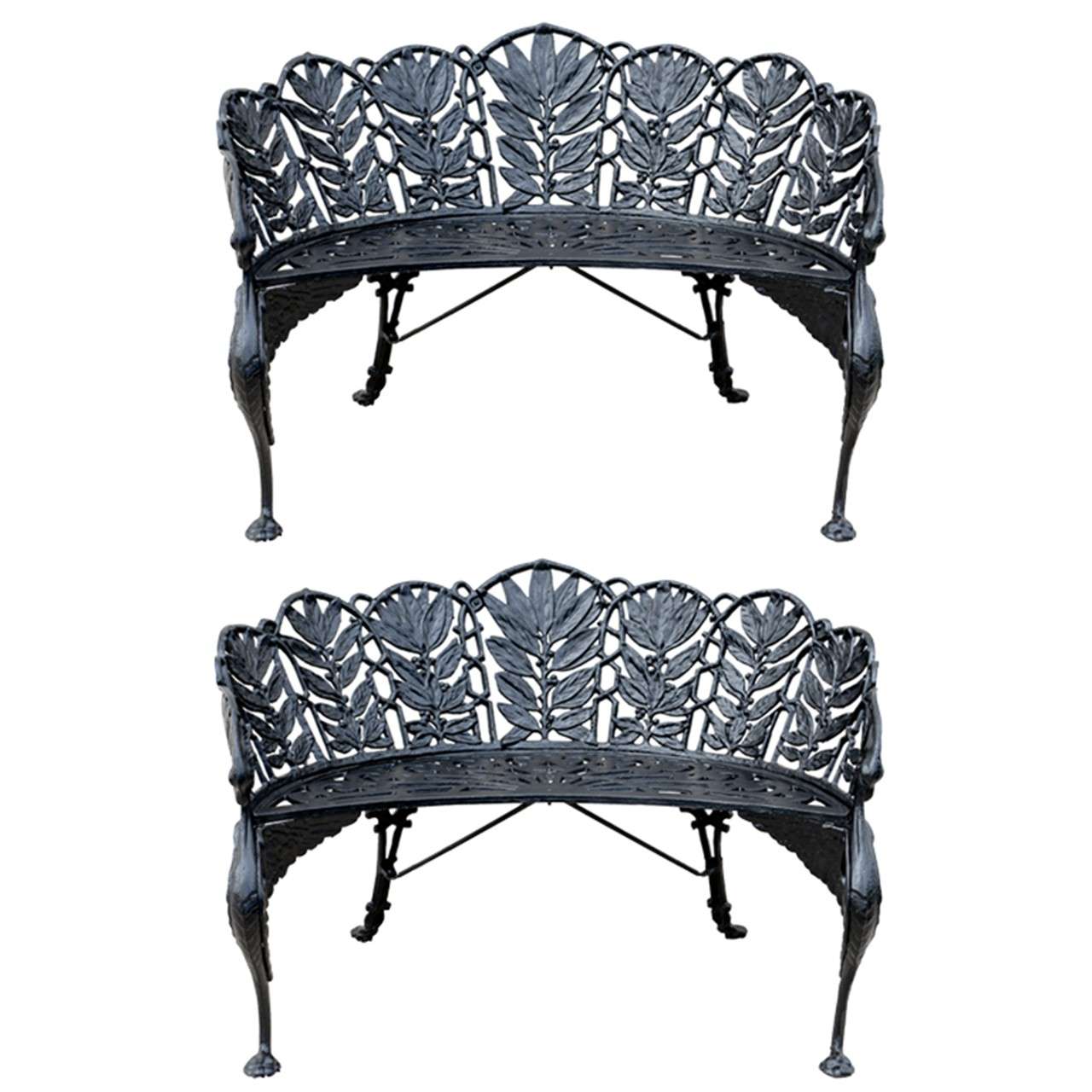 Pair of Cast Iron Garden Benches SATURDAY SALE at 1stDibs