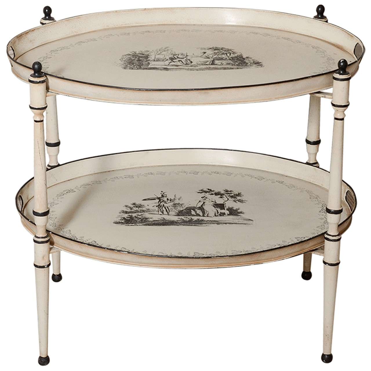 Italian Hand Painted 2-Tier Tole Tray Table at 1stDibs