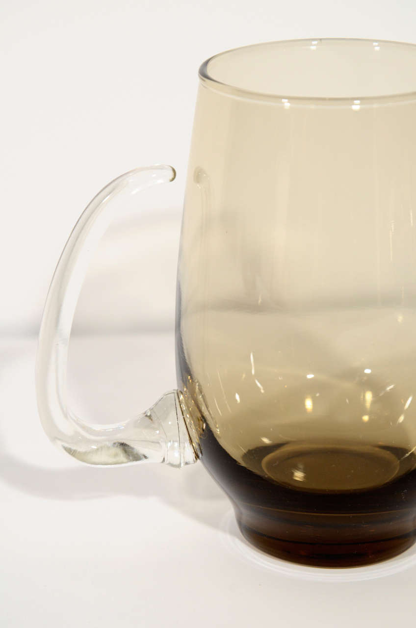 Set Of Six Mid Century Modern Smoked Glass Mugs For Sale At 1stdibs