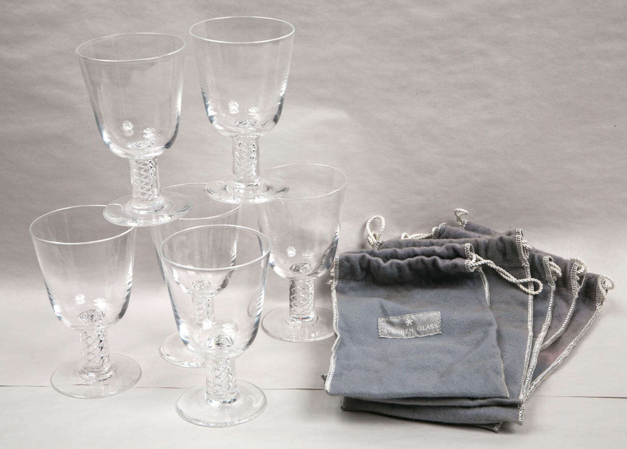 1950's Set of 12 Steuben Crystal Air Twist Stems Designed by George ...