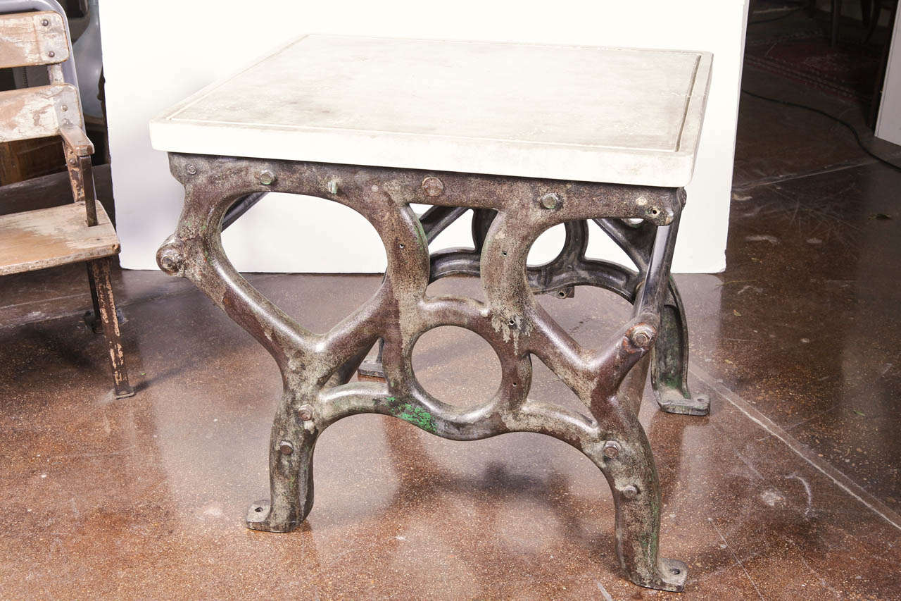 Unusual Machine Base Cast Iron Base with Limestone Top, circa 1950 at ...