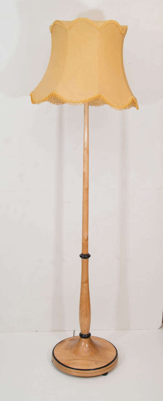 Nordic Birch Neoclassical Floor Lamp with Ebonized Details at 1stDibs