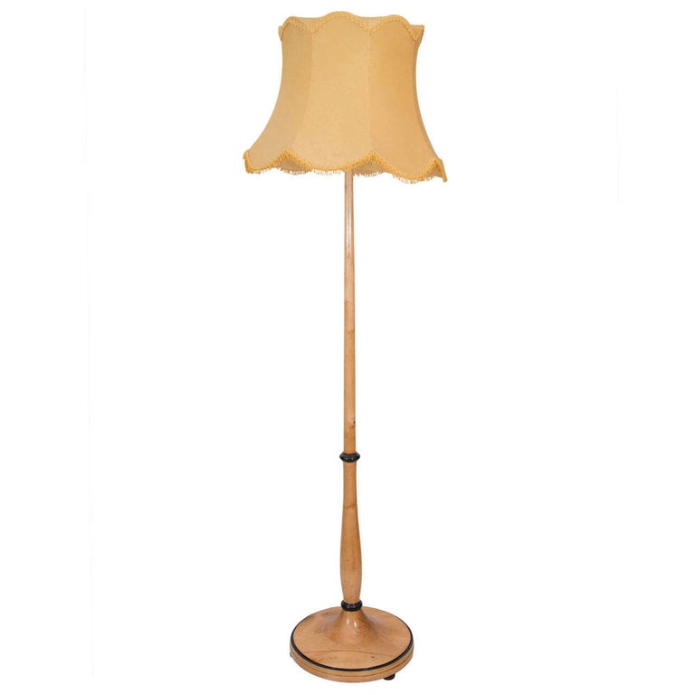 Nordic Birch Neoclassical Floor Lamp with Ebonized Details at 1stDibs