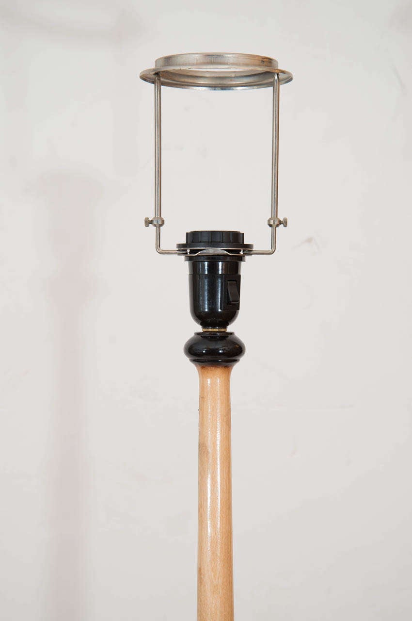 Nordic Birch Neoclassical Floor Lamp with Ebonized Details at 1stDibs