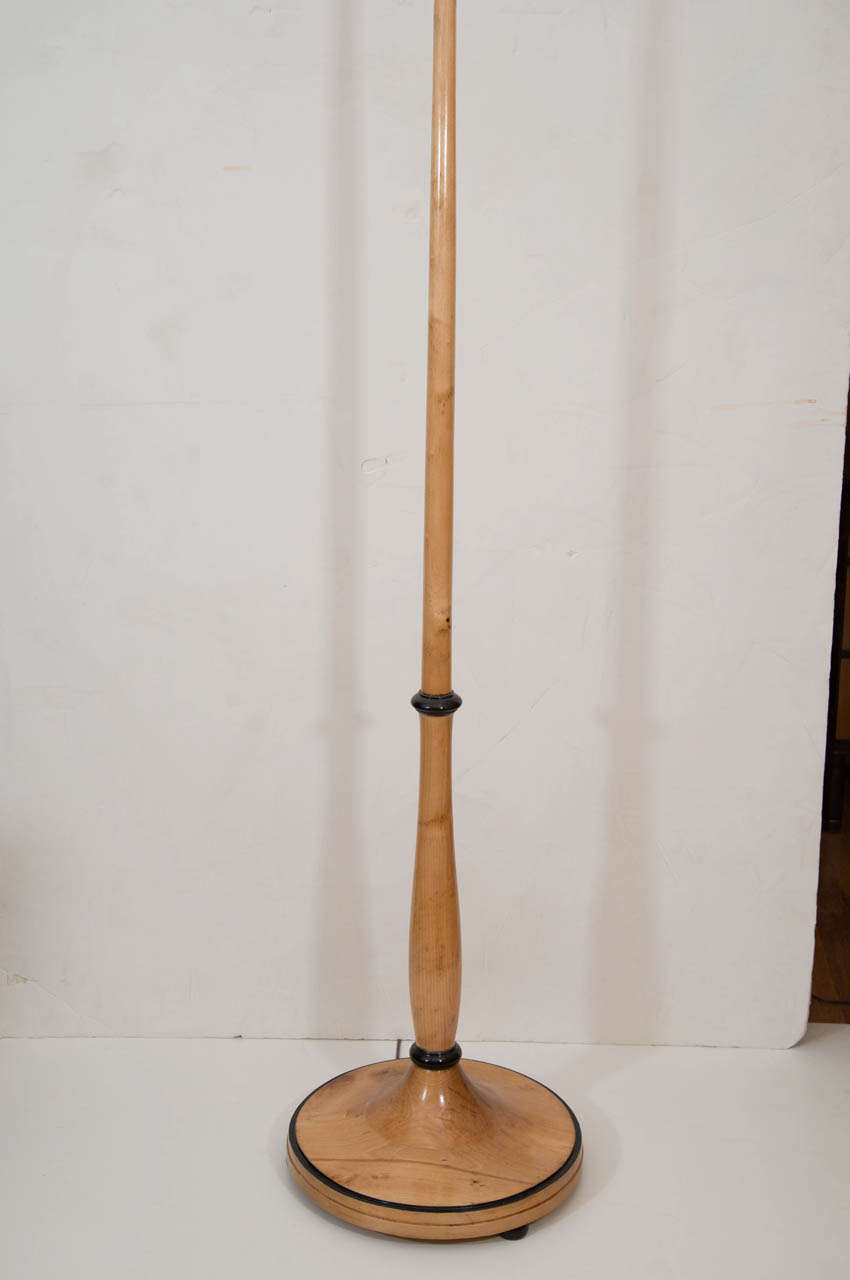 Nordic Birch Neoclassical Floor Lamp with Ebonized Details at 1stDibs