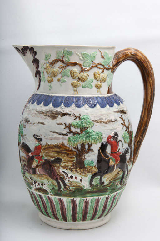 A Fine English Pearlware Pottery Pitcher With Hunting Scene For Sale at ...