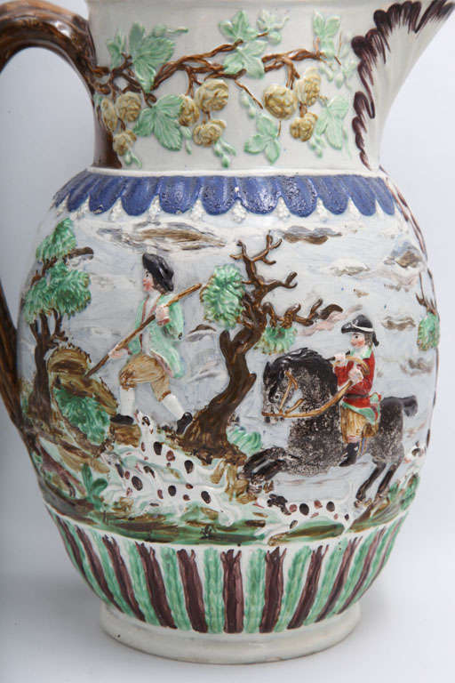 A Fine English Pearlware Pottery Pitcher With Hunting Scene For Sale at ...