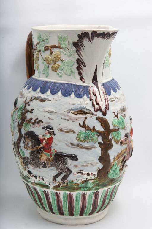 A Fine English Pearlware Pottery Pitcher With Hunting Scene For Sale at ...