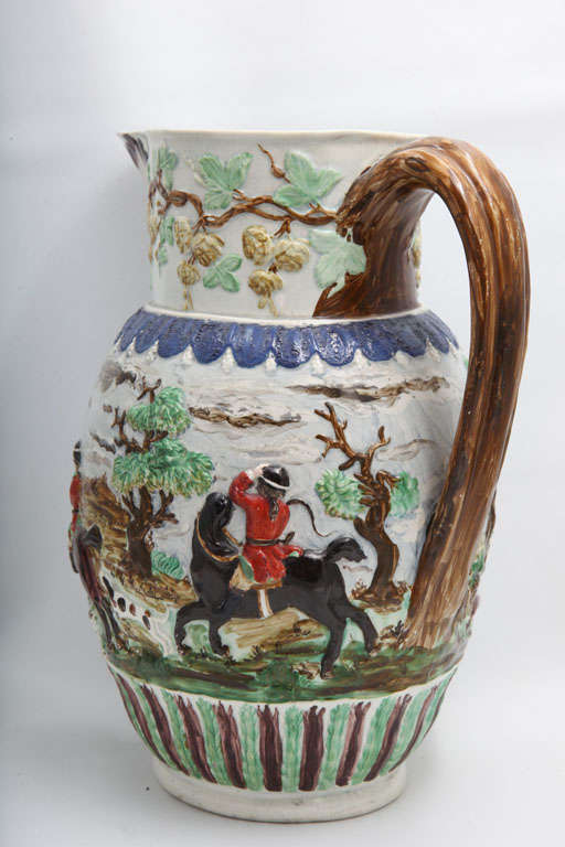 A Fine English Pearlware Pottery Pitcher With Hunting Scene For Sale at ...
