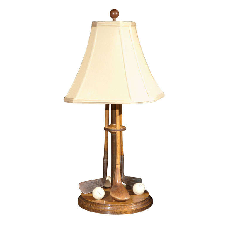 1960's Table Lamp With Golf Clubs For Sale at 1stDibs | golf table ...
