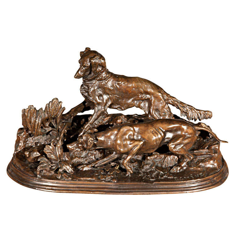 French Patinated Miniature Bronze Figure of Two Horses by P.J. Mene For ...