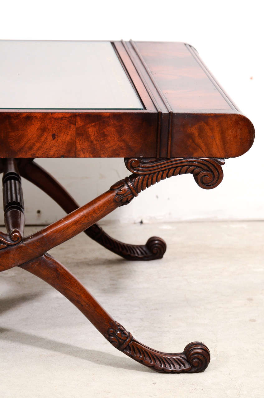 American Regency Style Mahogany and Leather Top Coffee Table For Sale ...