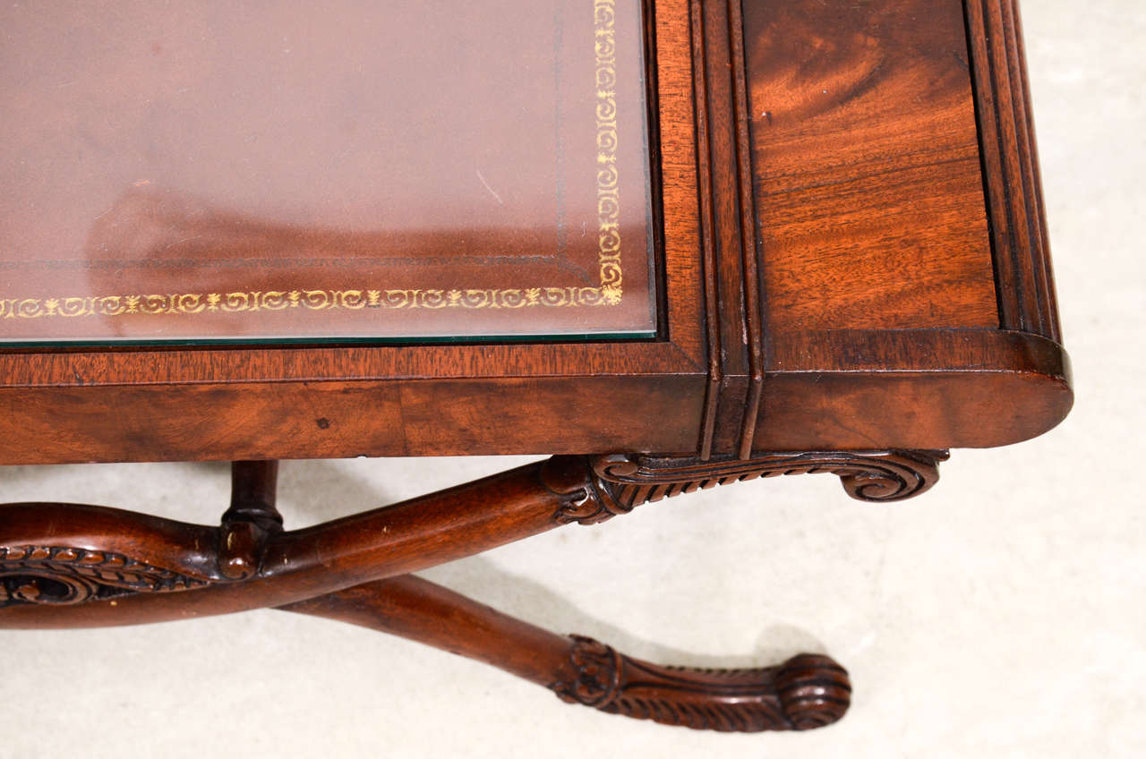 American Regency Style Mahogany and Leather Top Coffee Table For Sale ...