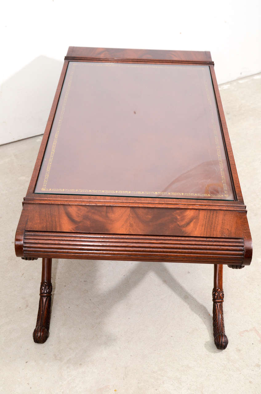 American Regency Style Mahogany and Leather Top Coffee Table For Sale ...