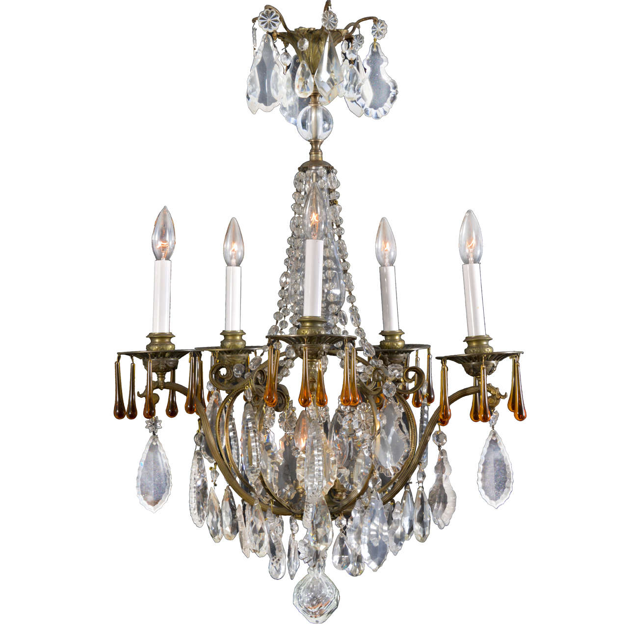 French Six Light Electrified Candle Fixture For Sale at 1stDibs