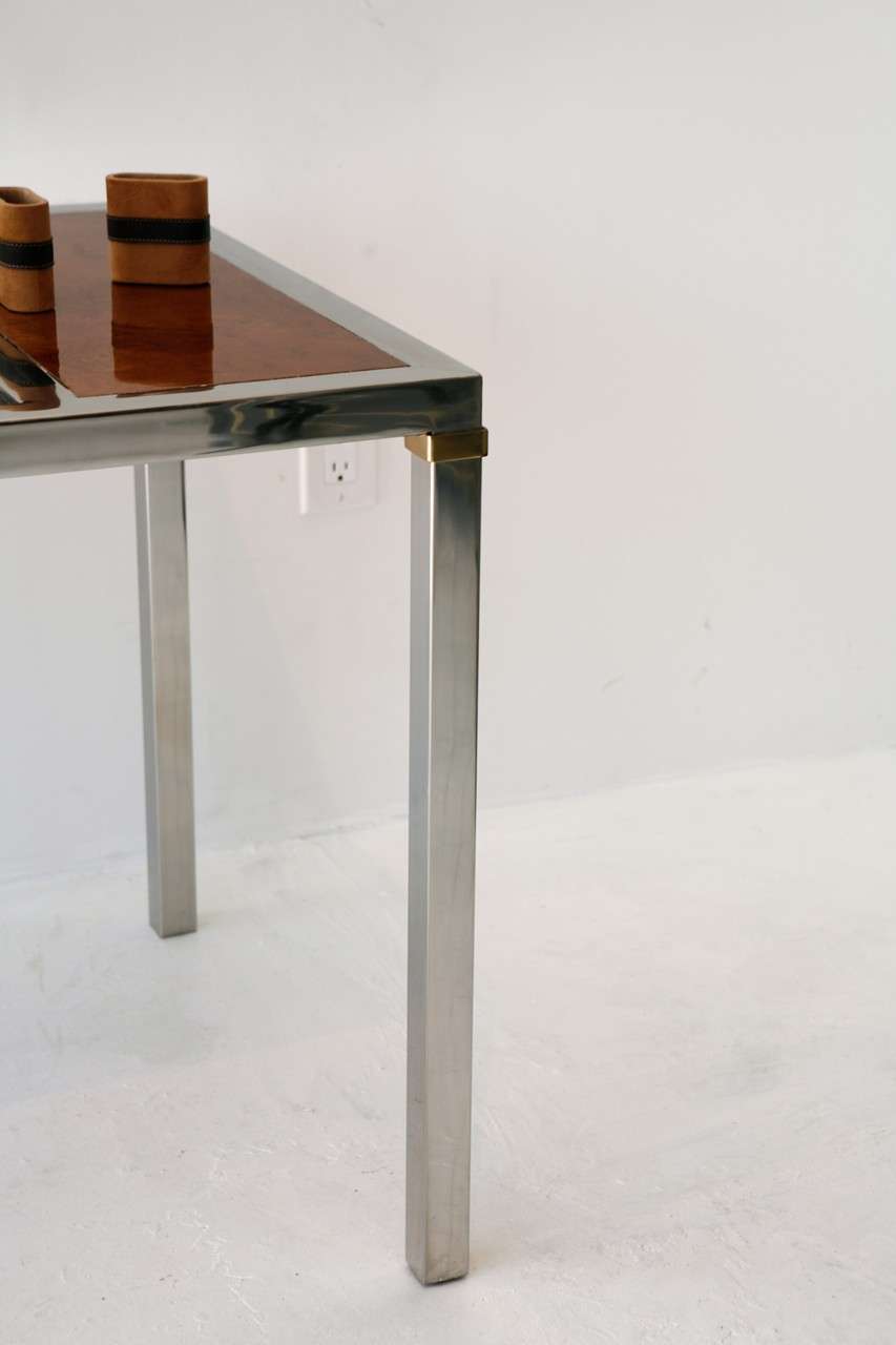 Custom Backgammon Table with Lacquered Burl Wood Inserts at 1stDibs