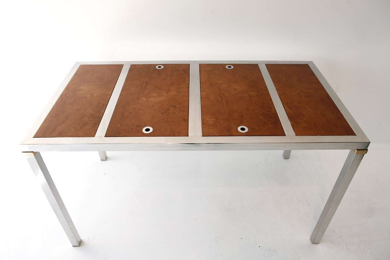 Custom Backgammon Table with Lacquered Burl Wood Inserts at 1stDibs