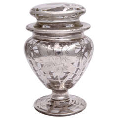 Floral Silver Overlay Lidded Glass Vase at 1stDibs