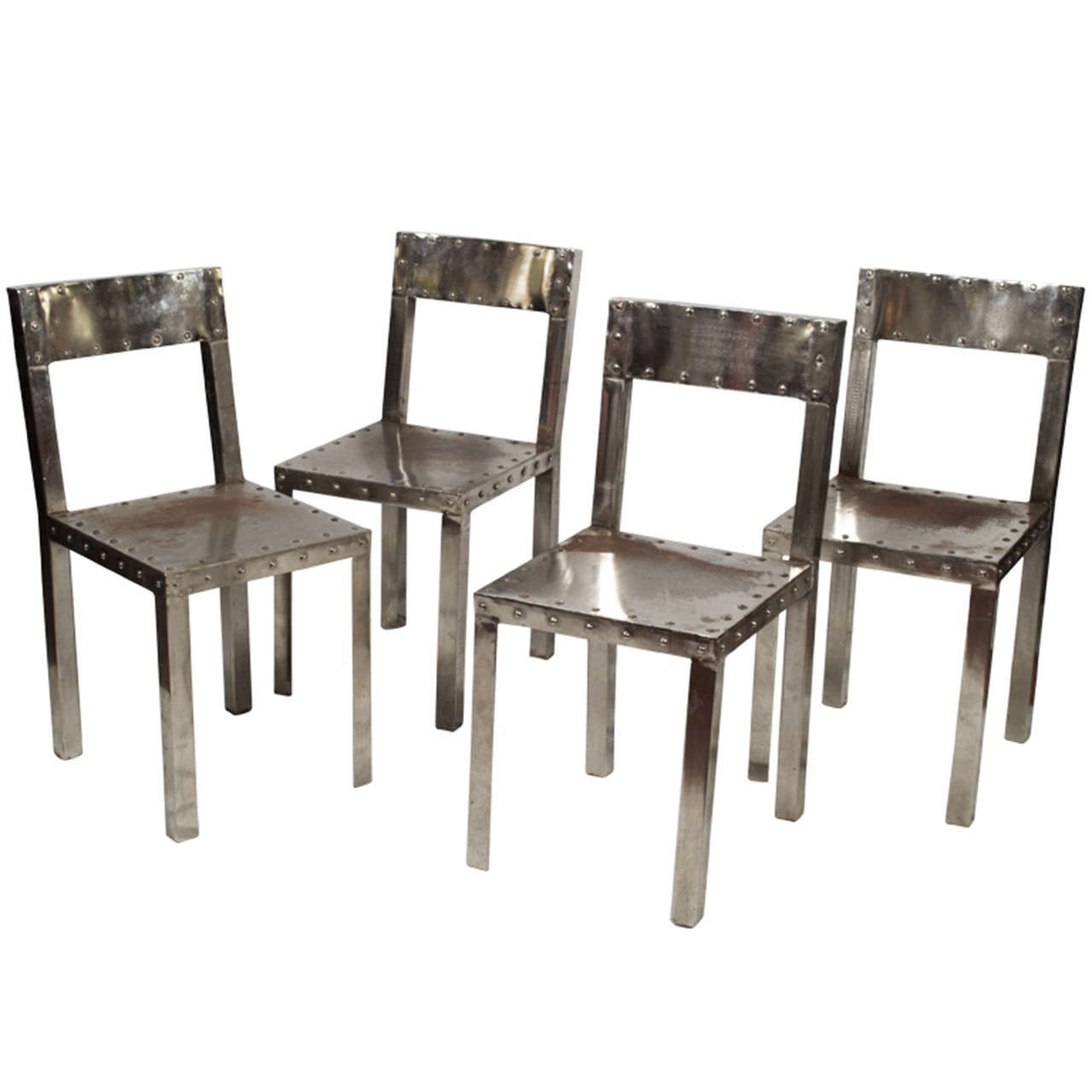 Four Unique Handmade Steel Metal Chairs at 1stDibs