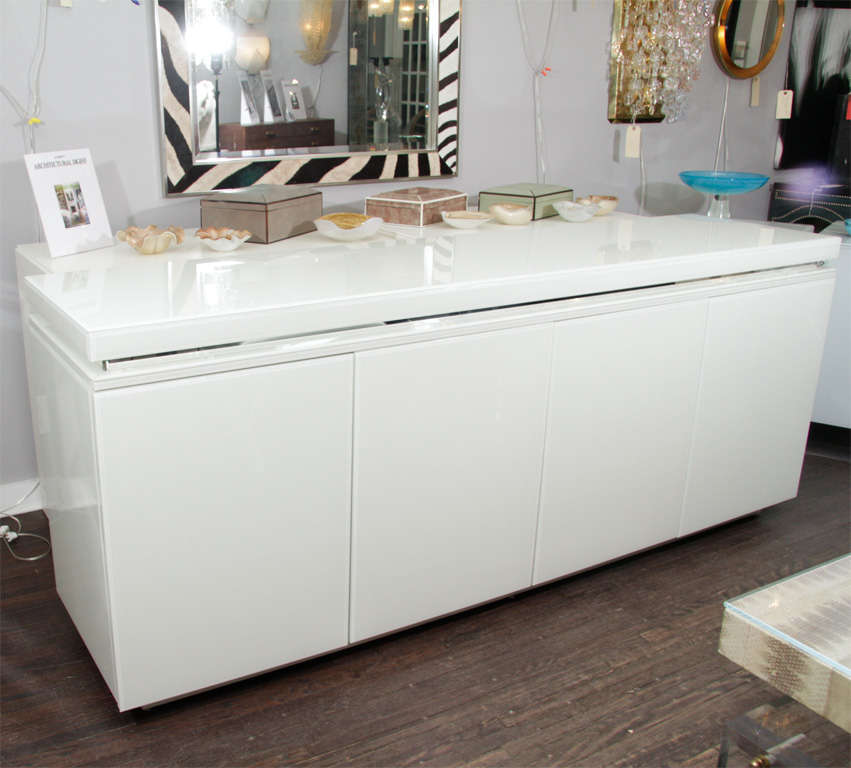 Custom Reverse Painted Glass Sideboard For Sale at 1stDibs